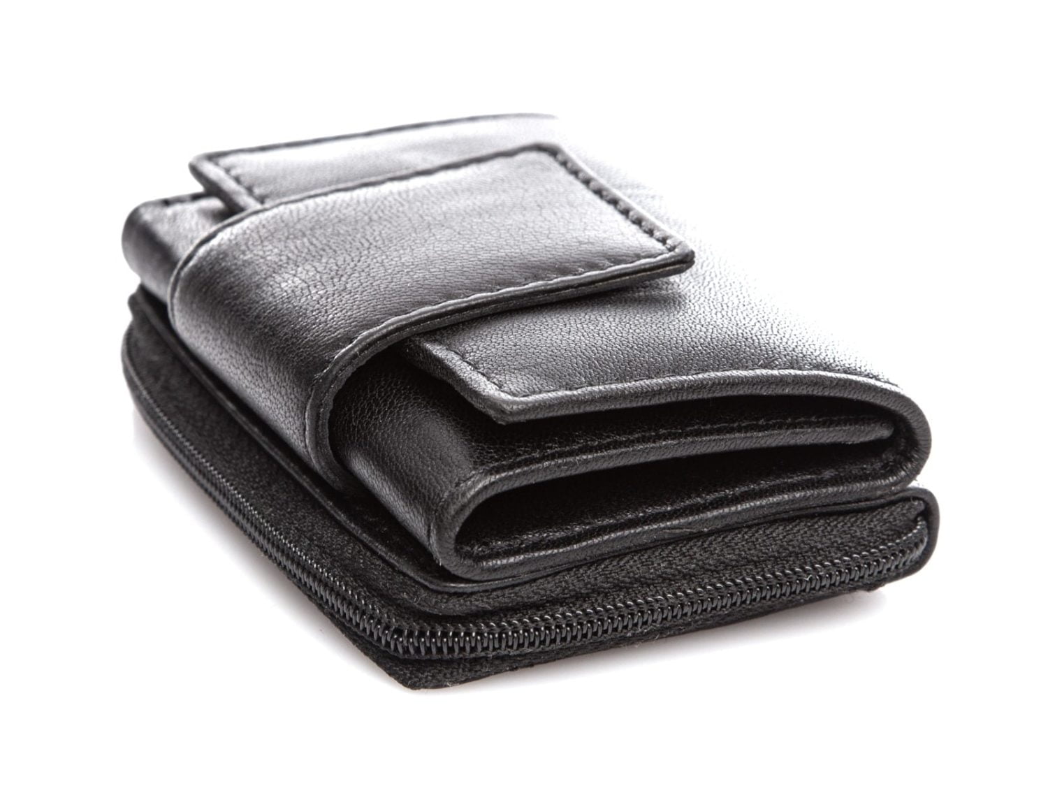 Malutki męski portfel skórzany kieszonkowy na monety banknoty czarny